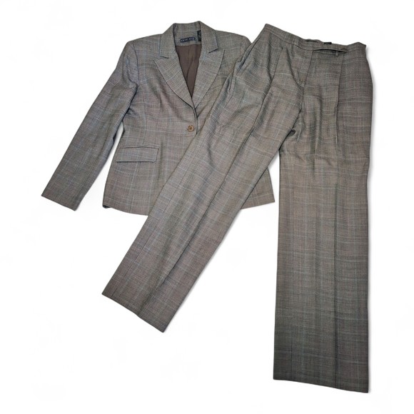 Kate Hill | Pants & Jumpsuits | Kate Hill Tan Plaid Wool Pantsuit Size ...
